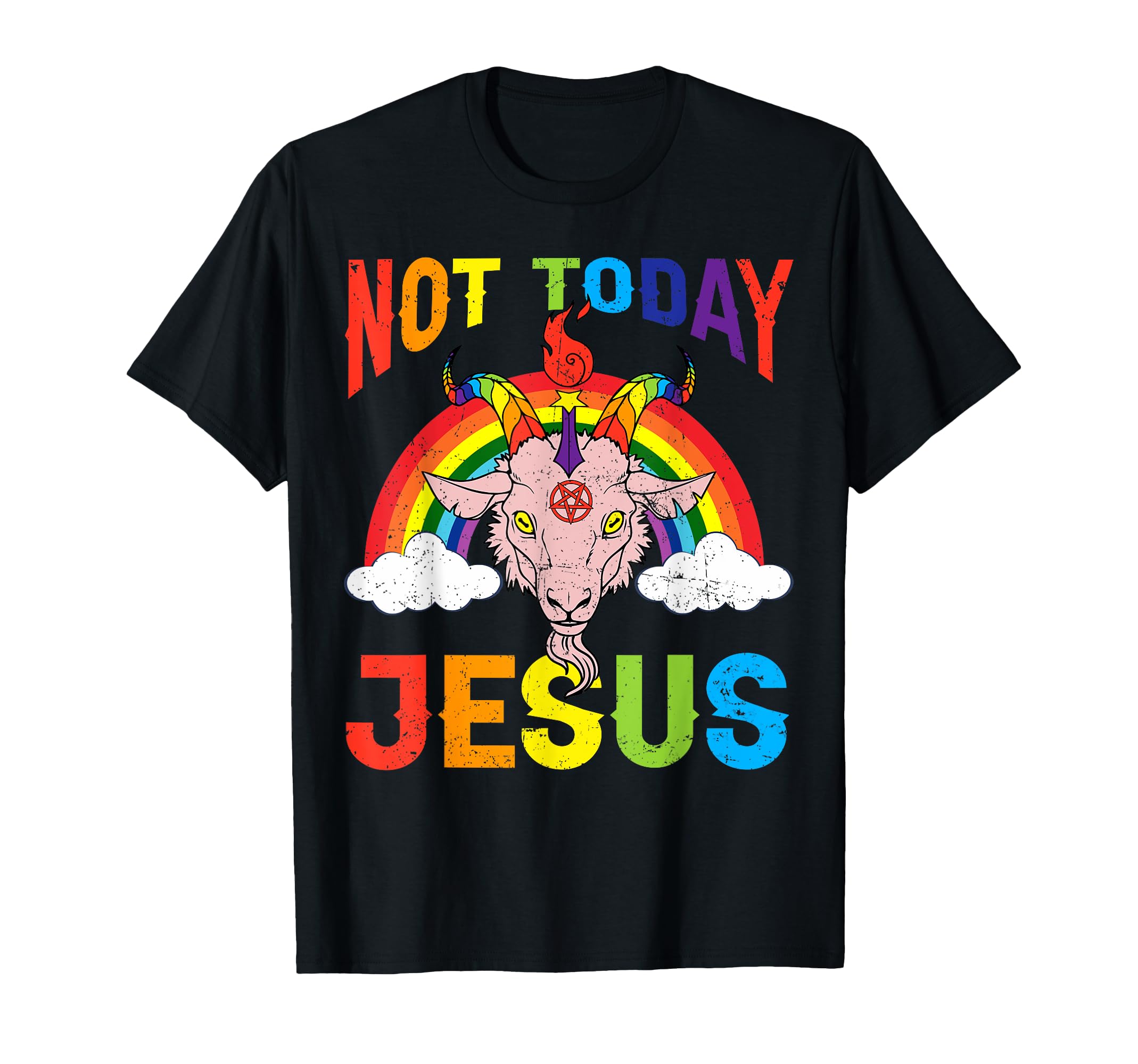 Amazon.com: Today Not Jesus Satan Goat Satanic Rainbow Satanism LGBT T ...