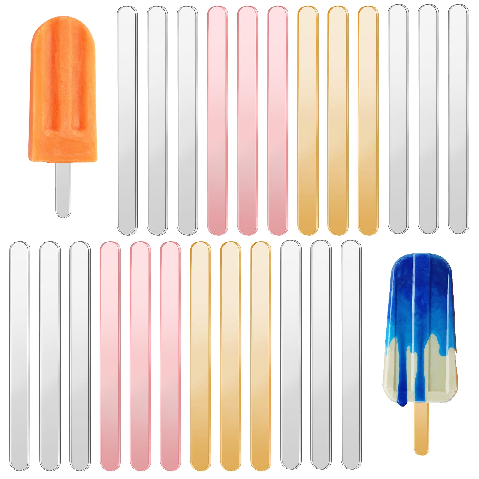 Snapklik.com : Reusable Acrylic Cakesicle Sticks, 30pcs Acrylic Sticks ...