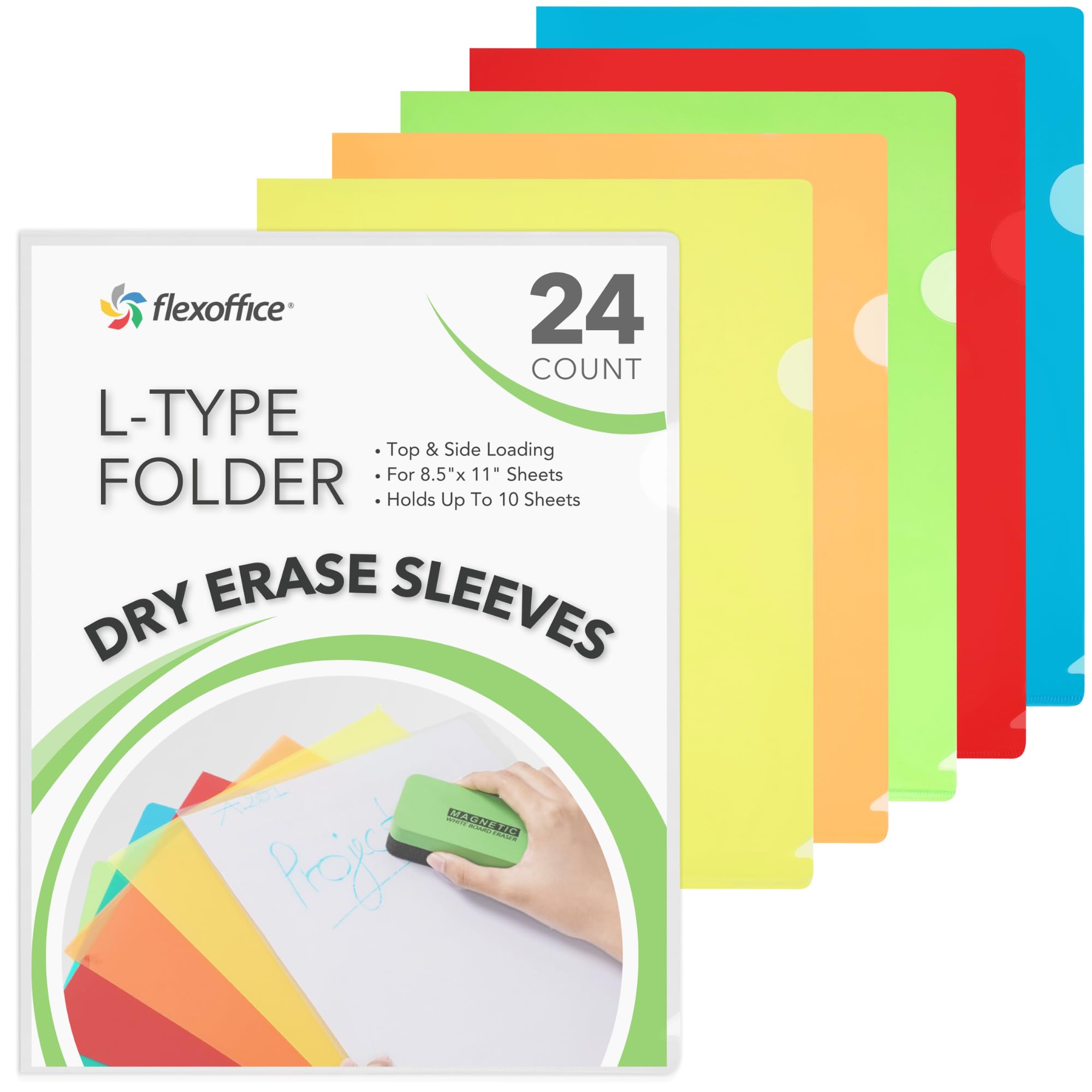 Amazon.com : Letter Sized Poly Sleeves - 24 Pack, 6 Assorted Colors ...