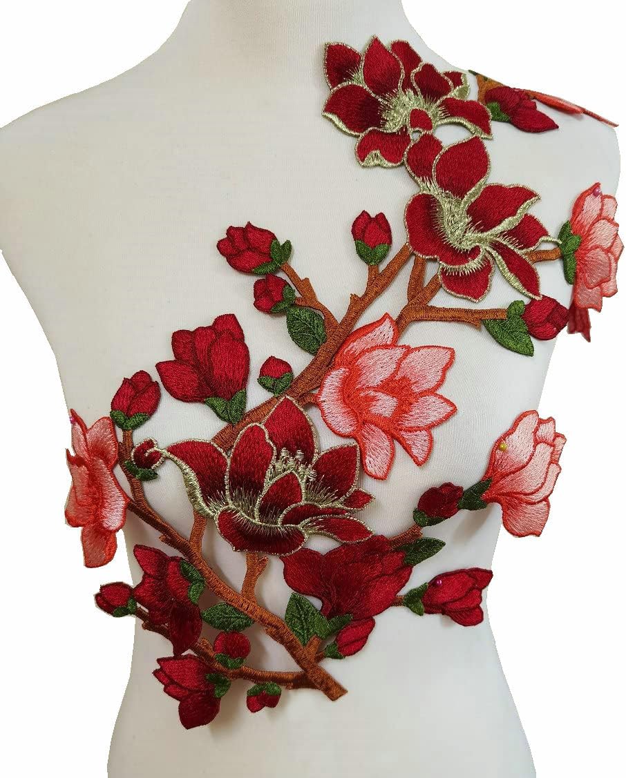 Amazon.com: 1pcs Red Flower Embroidered Patches Sew On Iron On Accessories