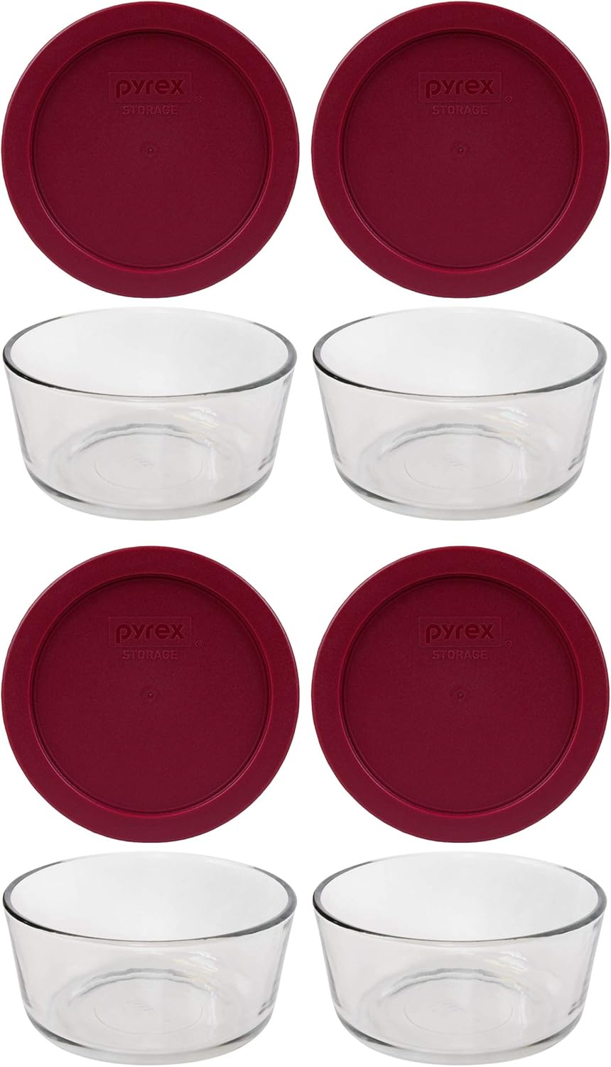 Amazon.com: Pyrex 7201 4 Cup Glass Bowls & 7201-PC Sangria Red Food ...