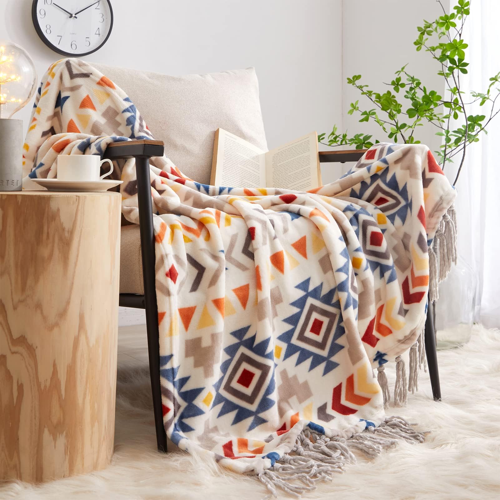 CASAAGUSTO Boho Throw Blanket - Black and White Decorative Blankets ...