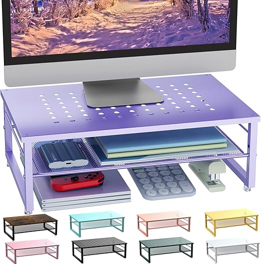 Amazon.com: gianotter 2-Tier Metal Monitor Stand Riser, Office Desk ...