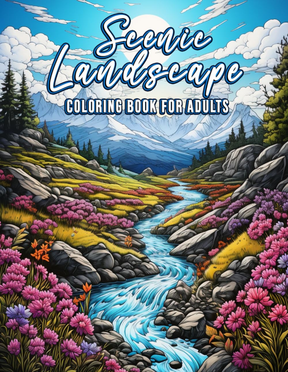 Amazon.com: Scenic Landscape Coloring Book for Adults: Relaxing ...