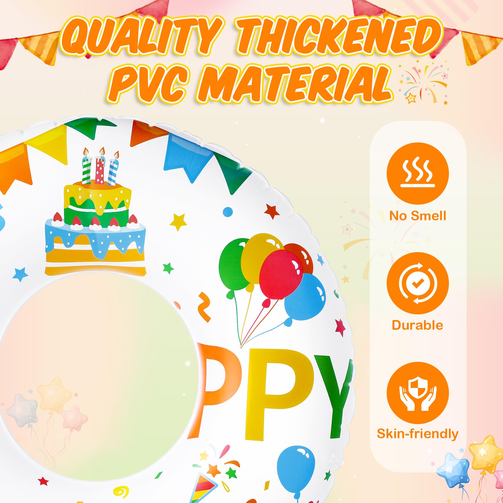 Snapklik.com : 2 Pcs Happy Birthday Inflatable Pool Float Tube 47.24 ...