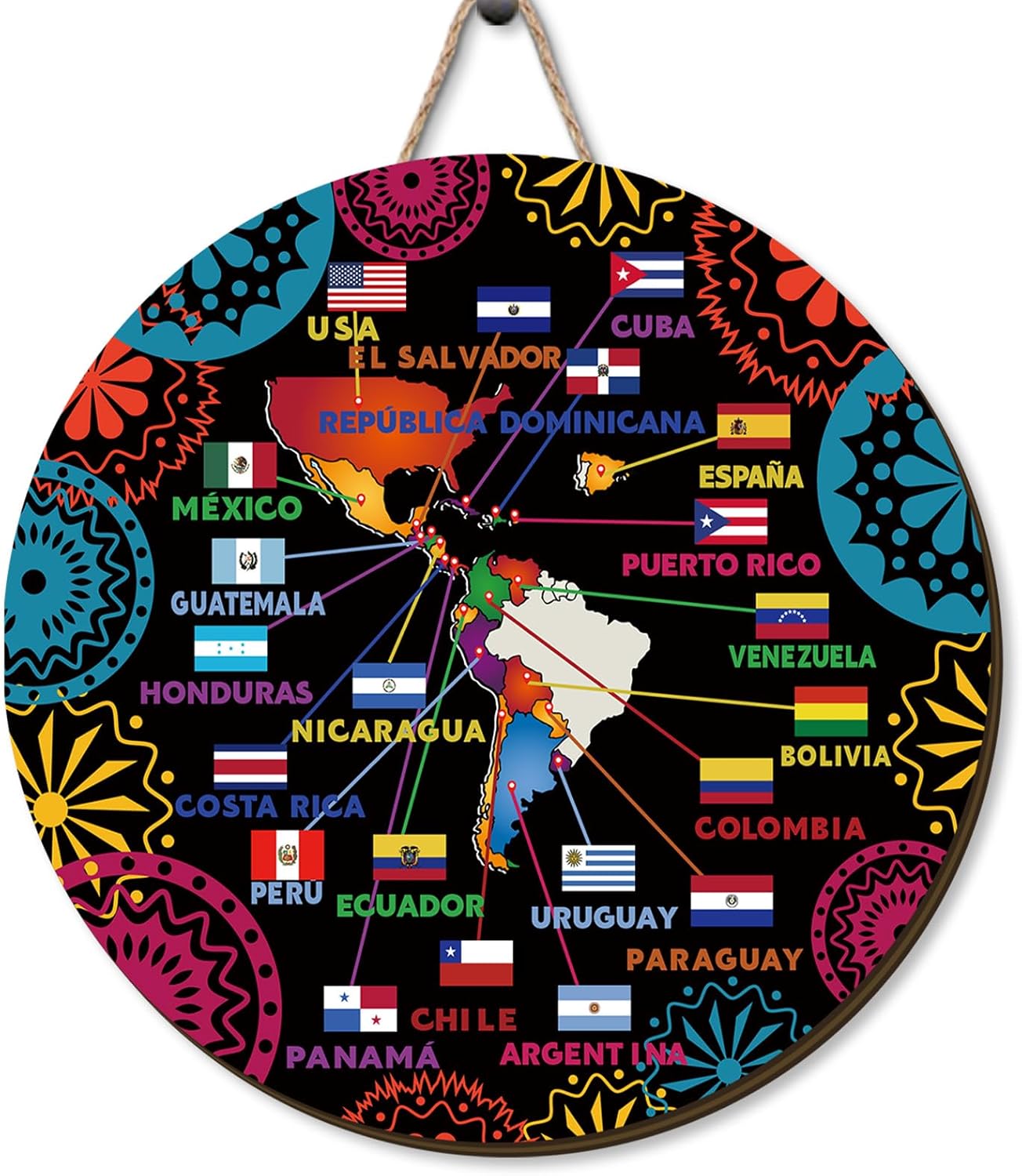 Amazon.com: Hispanic Heritage Month Wooden Wreaths for Front Door ...