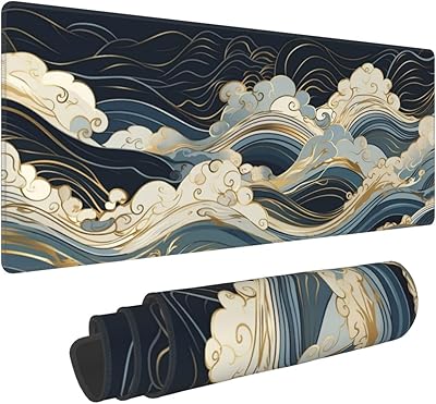 Amazon.com: Desk Mat, Abstract Black White Ink Liquid Waves Extended ...