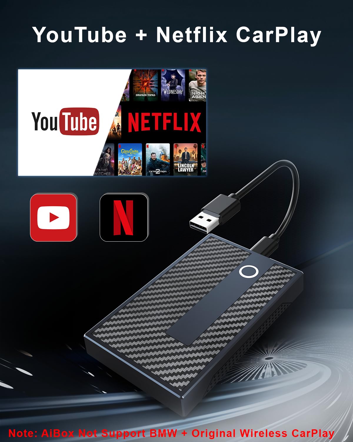 Mult-in-1 CarPlay Wireless Adapter, YouTube Netflix Android Car ...