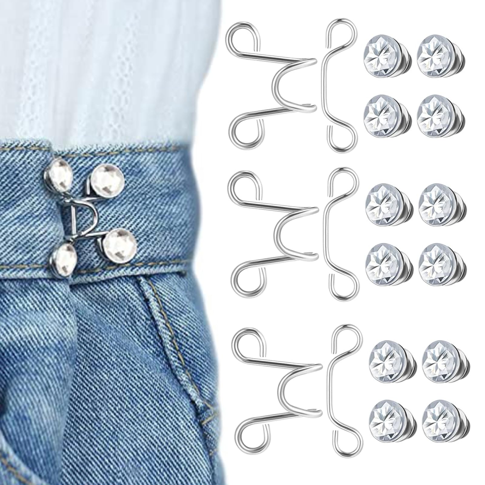 Amazon | YFFSFDC【ウエスト調整ボタン27mm3セット】ジーンズ 調整ボタン リベット付き 縫い目ない ウエストバックル ゆるゆるのジーンズ/ズボン/スカート/Tシャツ/パーカー ...