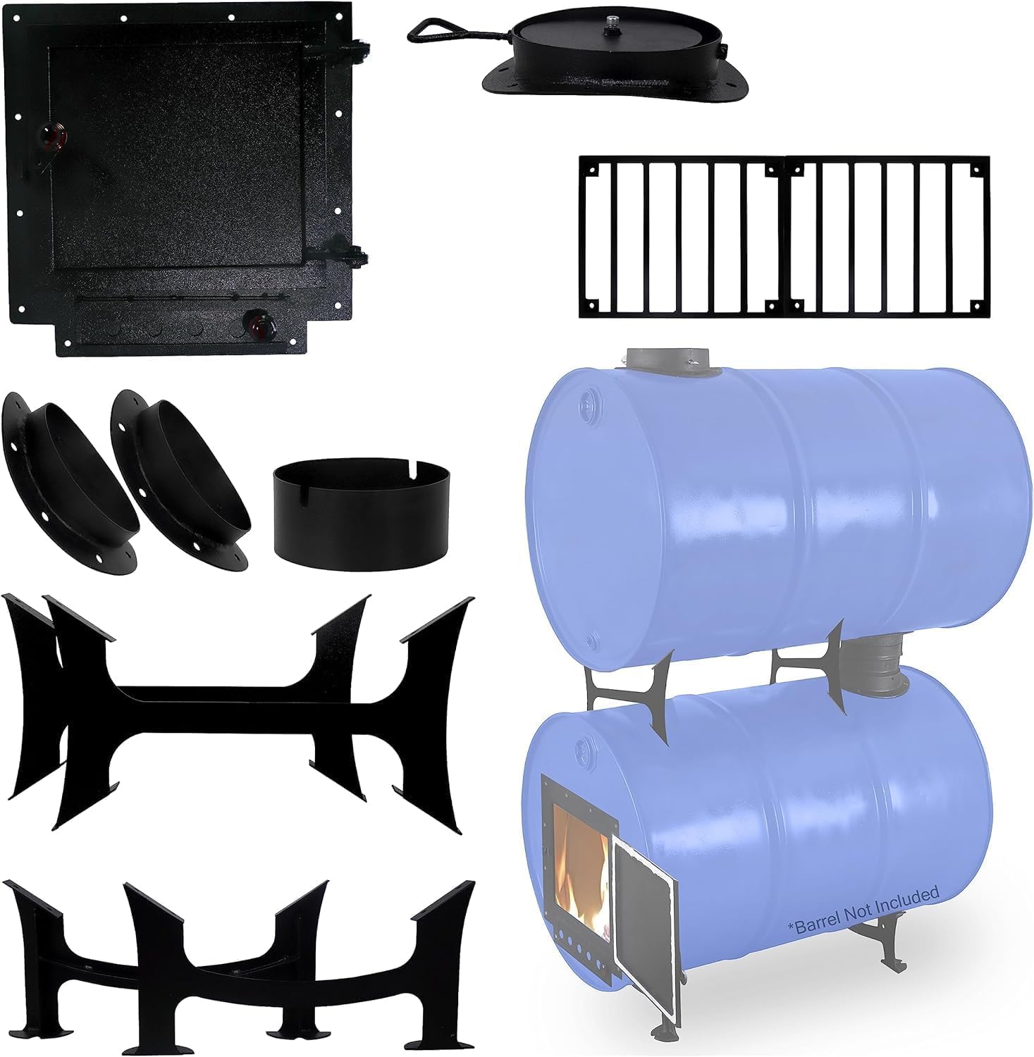 Amazon.com: Sonret- Barrel Wood Stove Kit with Double Barrel Stove Kit ...