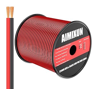 AIMIXUN 12 Gauge Electrical Wire 100FT, 12AWG Wire 2 Pin 2 Color Red ...