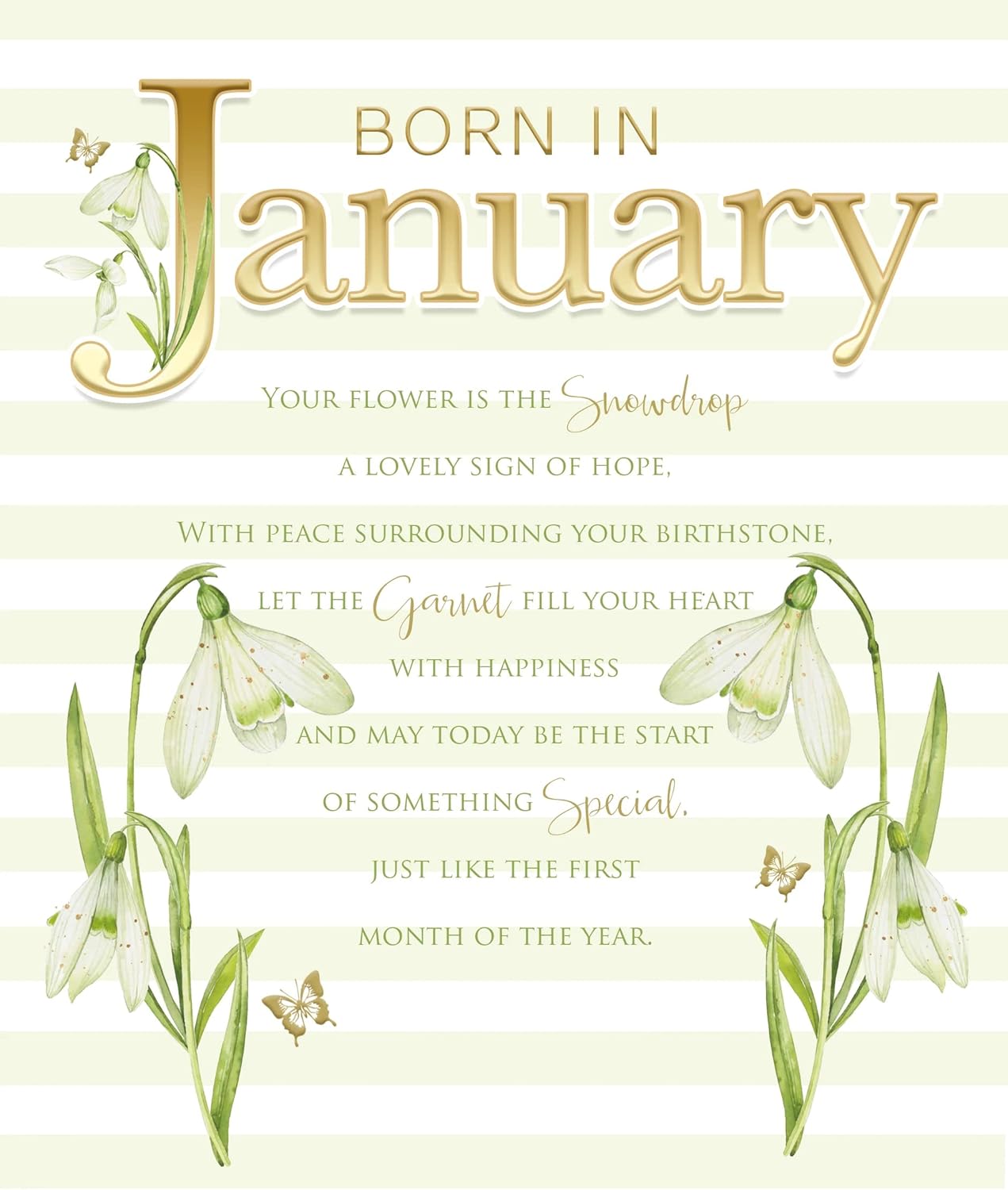 Born in January Female Snowdrop & Word Design Happy Birthday Card ...