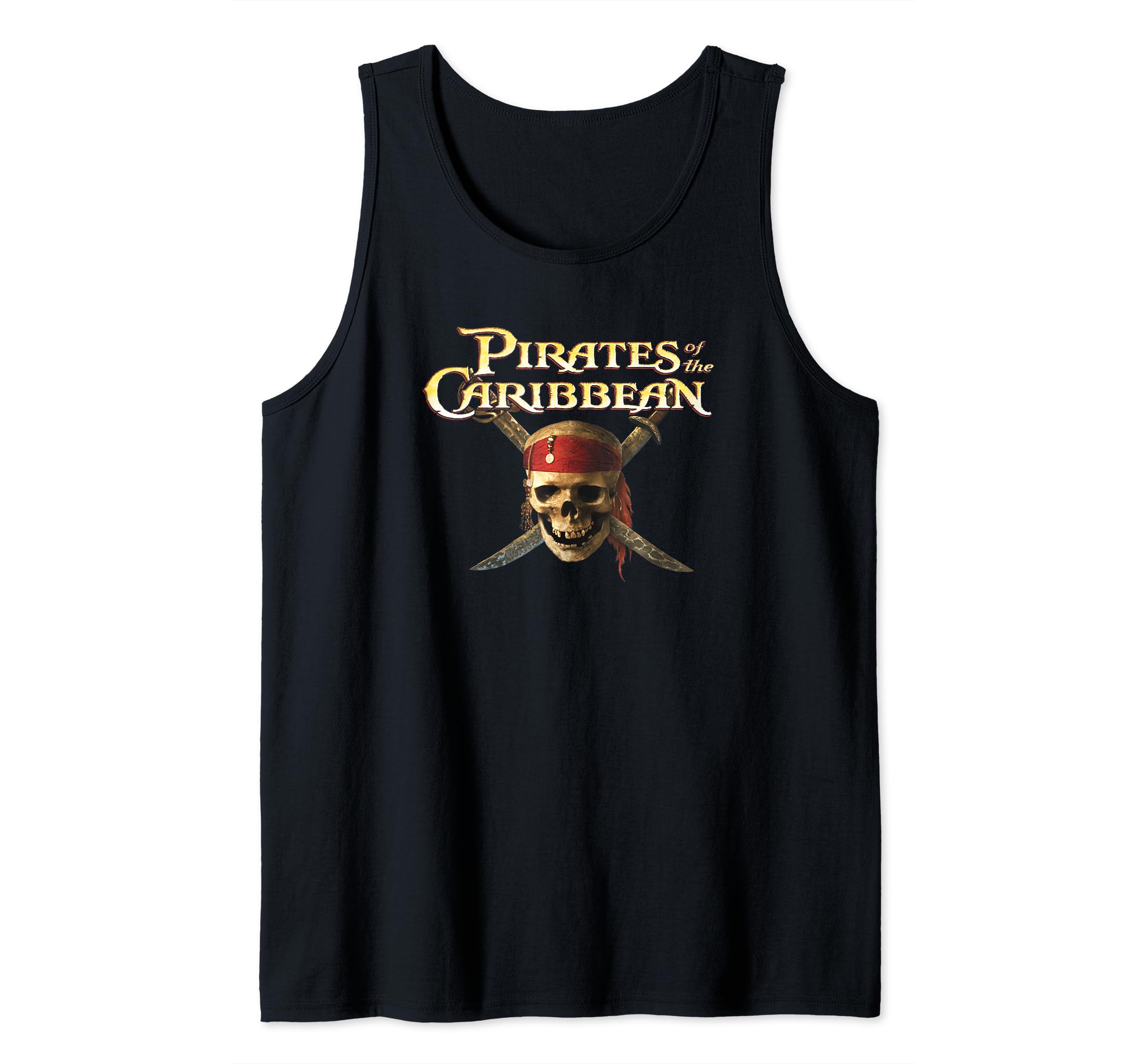 Amazon.com: Disney Pirates of the Caribbean Skull and Swords Logo Tank ...