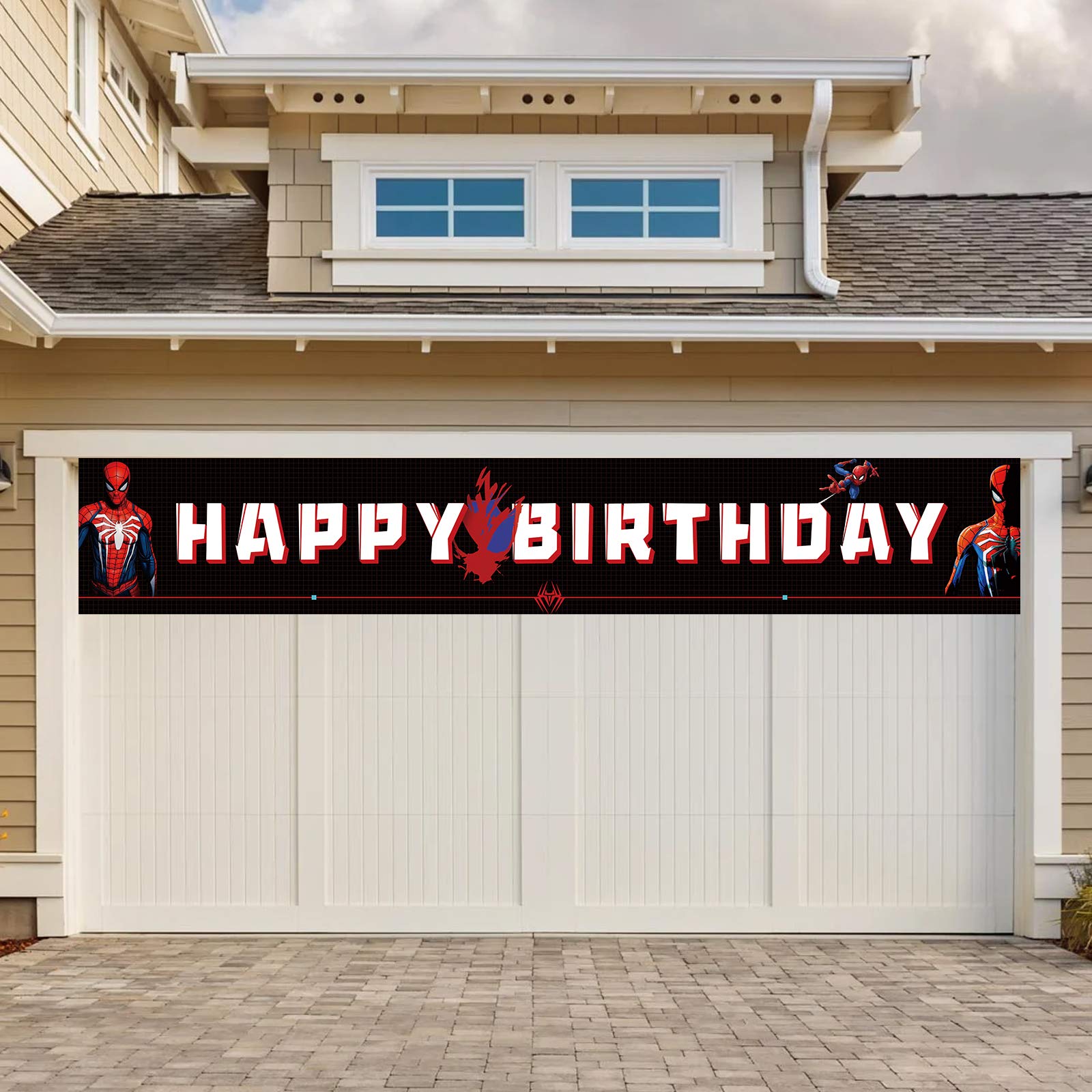 ANATANOWOR Large Spiderman Birthday Decoration Banner, Spiderman Happy ...