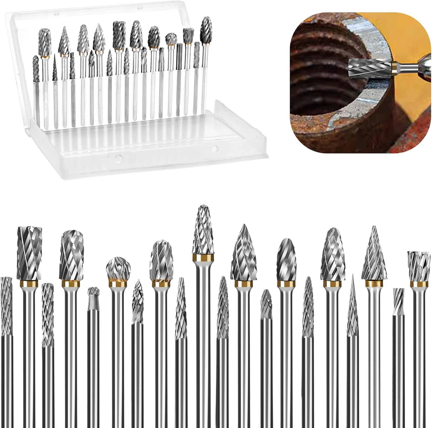 Amazon.com: Nivart 20pcs 1/8" Shank Carbide Burr Set Compatible with ...