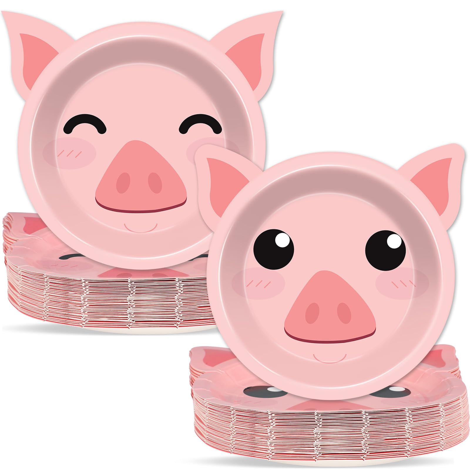 Amazon.com: 50 Count Pig Paper Plates Pig Shaped Disposable Plates Baby ...
