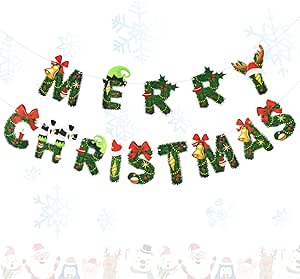 Merry Christmas Bunting Banner, Christmas Letter Garland Banner Xmas ...