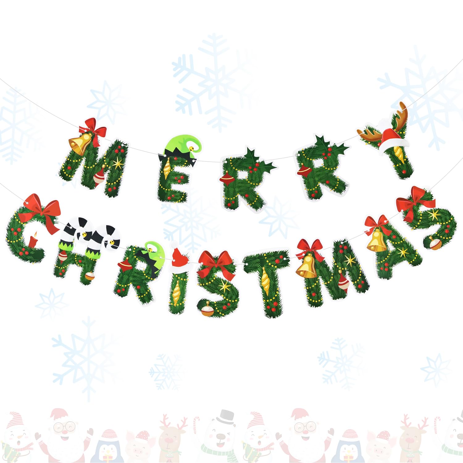 Merry Christmas Bunting Banner, Christmas Letter Garland Banner Xmas ...