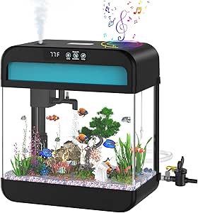 Amazon.com : Fish Tank Aquarium 2.2 Gallon Fish Bowl with Music ...