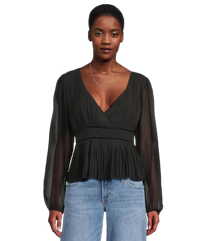 Women's Lucky Brand Long Sleeve Pleated Top | Zappos.com