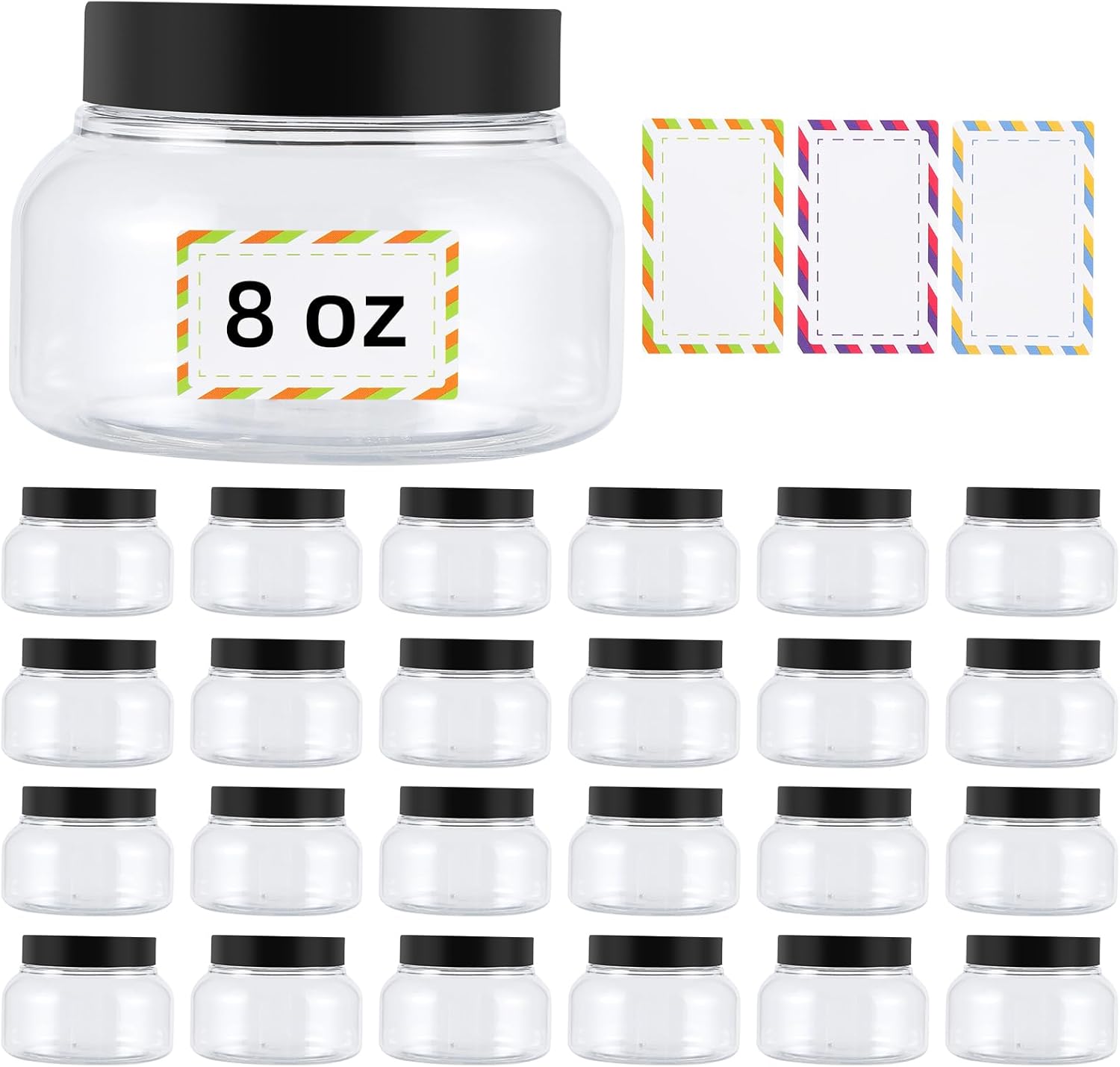 Amazon.com: Entjor 24 Pack 8 Oz Plastic Containers With Lids and ...