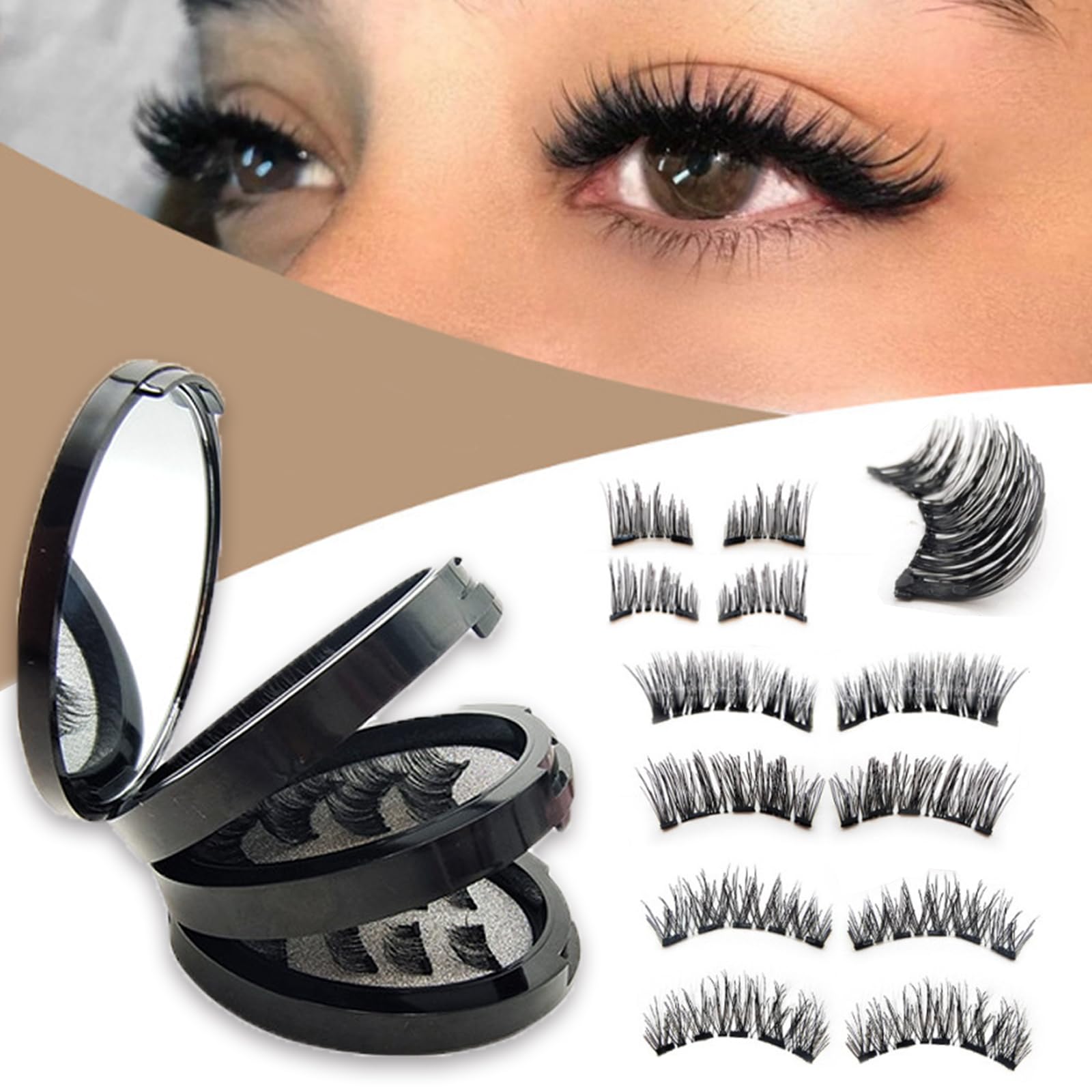 Amazon.com: BASEMMAHER Reusable Dual Magnetic Eyelashes No Eyeliner or ...