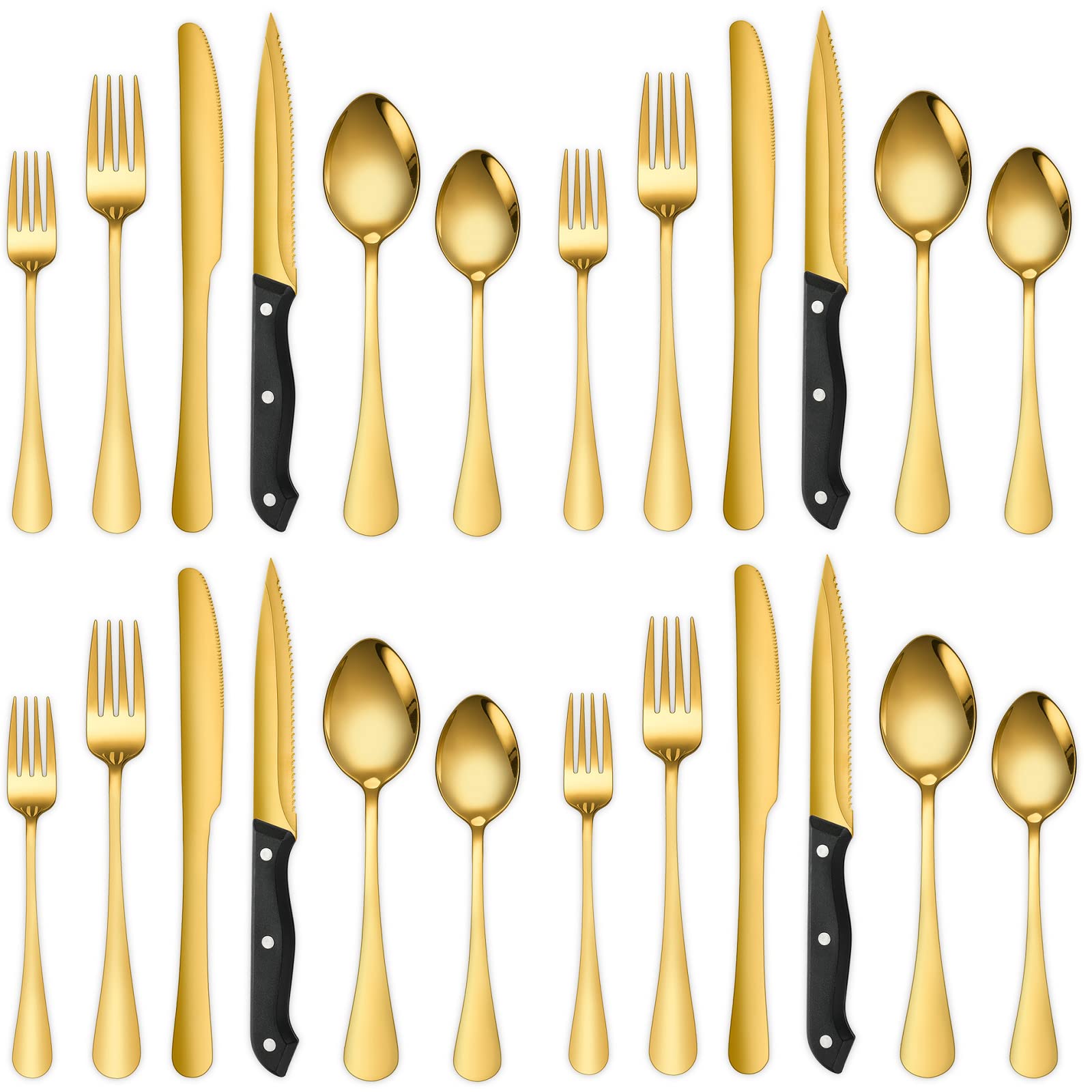 Amazon.com | A · HOUSEWARE Gold Flatware Set For 4 Silverware Stainless ...