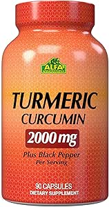 Alfa Vitamins Curcumin Turmeric 2000mg - 95% Curcuminoids with Piper ...