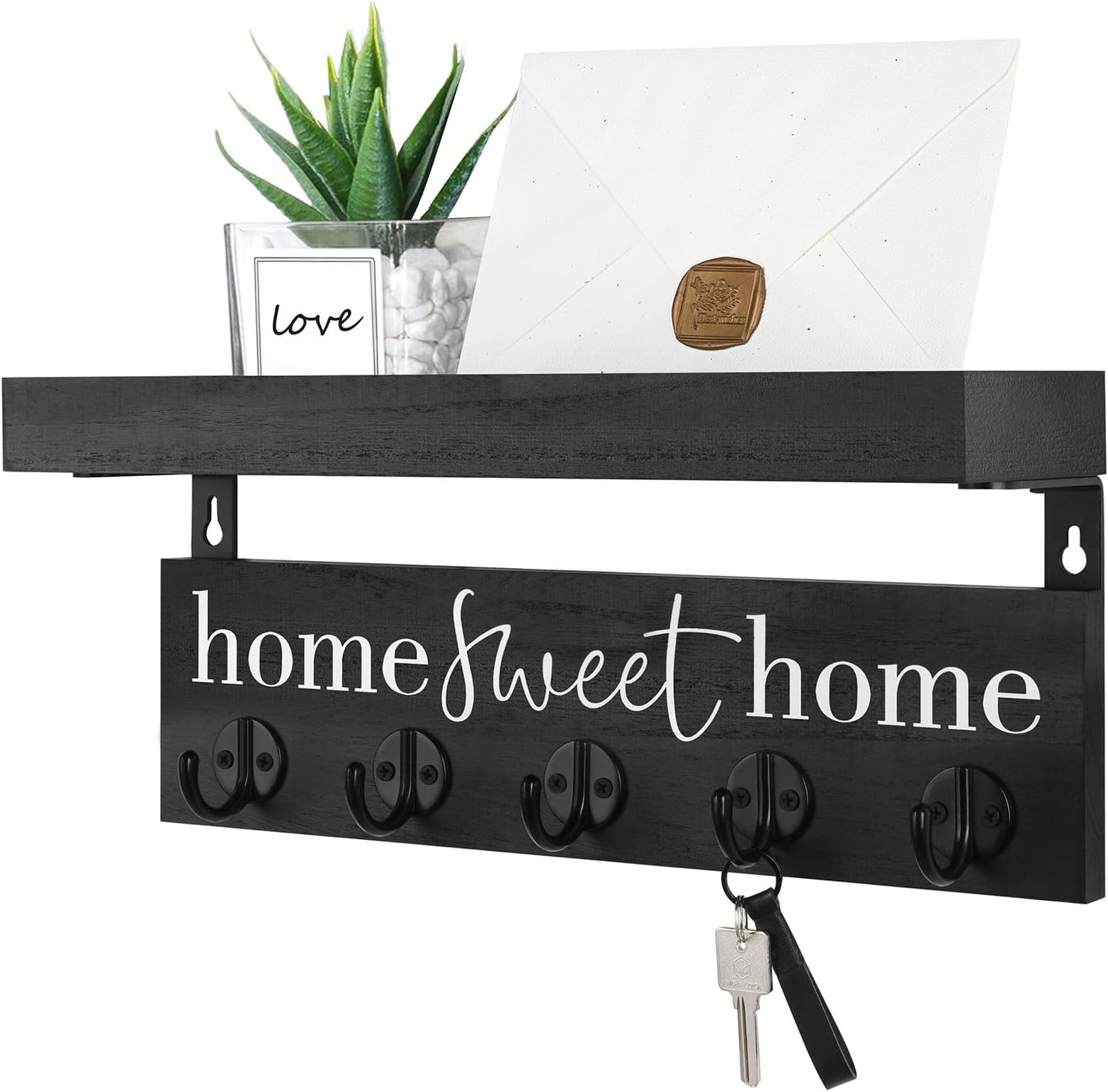 Amazon.com: RESOVO Key Holder Wall Mount with 6 Metal Hooks, Entryway ...