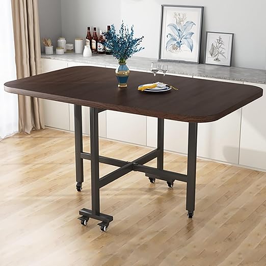 Folding Drop Leaf Dining Table with Wheels Space-Saving Extendable ...
