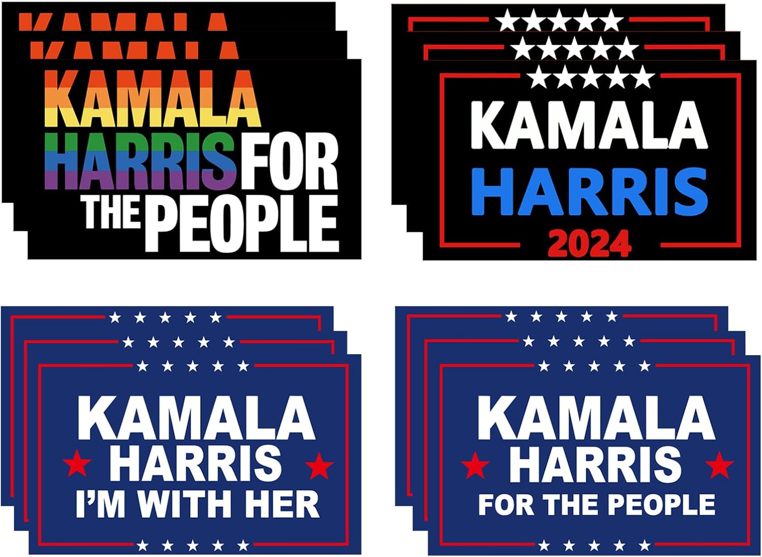 Amazon.com - 2025 Kamala Harris Stickers 12Pcs - 4 Style 6x3.6in Let`s ...