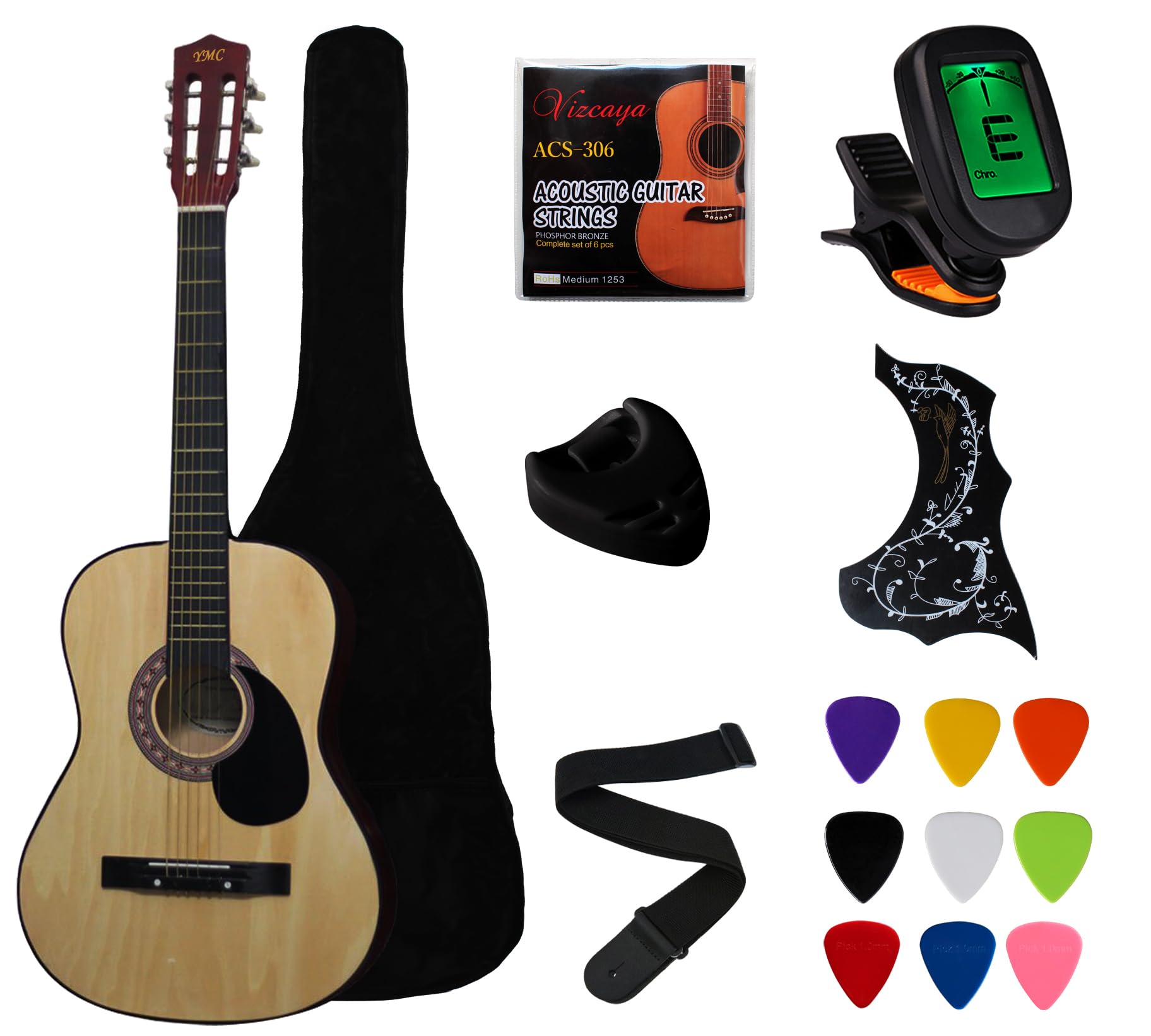 Snapklik.com : YMC 38" Cutaway Natural Beginner Acoustic Guitar Starter ...