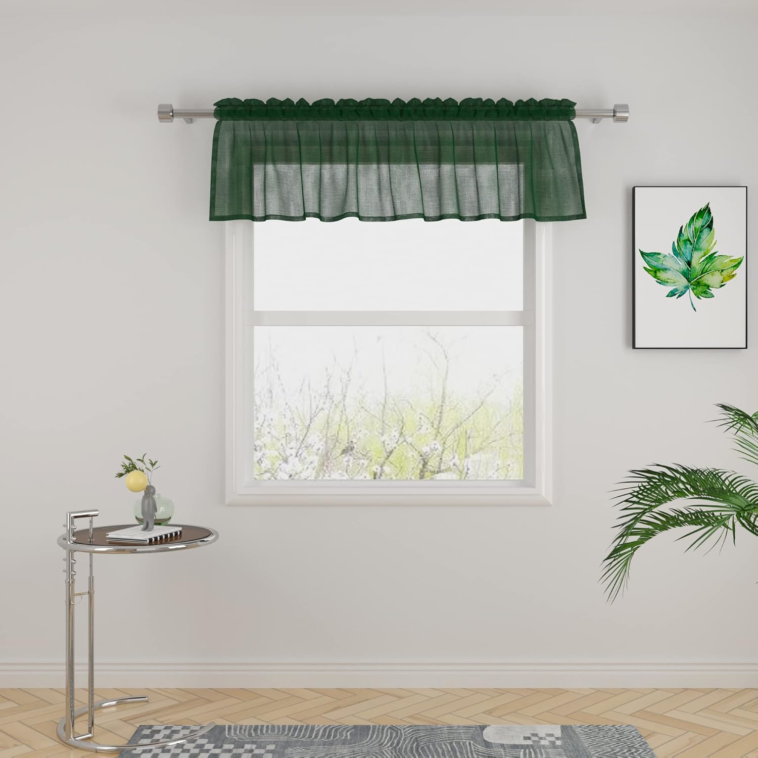 Amazon.com: UPOPO Green Valance 14 inches Long Sheer Curtain Valance ...