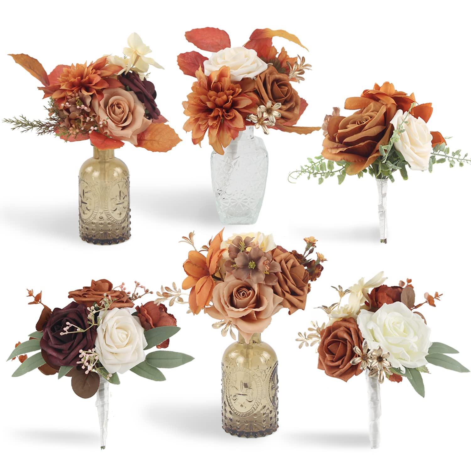 Amazon.com: Rinlong Set of 6 Flower Centerpieces Fall Terracotta Dining ...