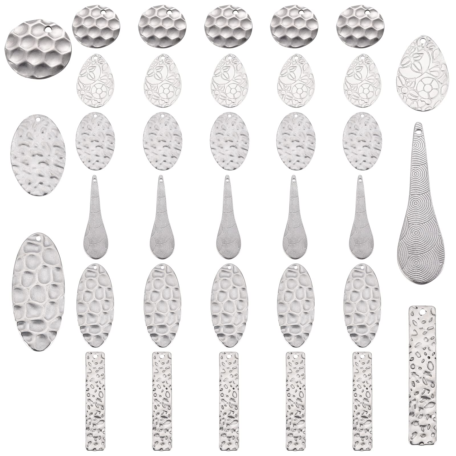 Amazon.com: SUNNYCLUE 1 Box 36PCS Stainless Steel Charms Bumpy Oval ...