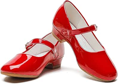 Amazon.com: Furdeour Red Girls Flats Shoes for Toddler Kid Wedding ...
