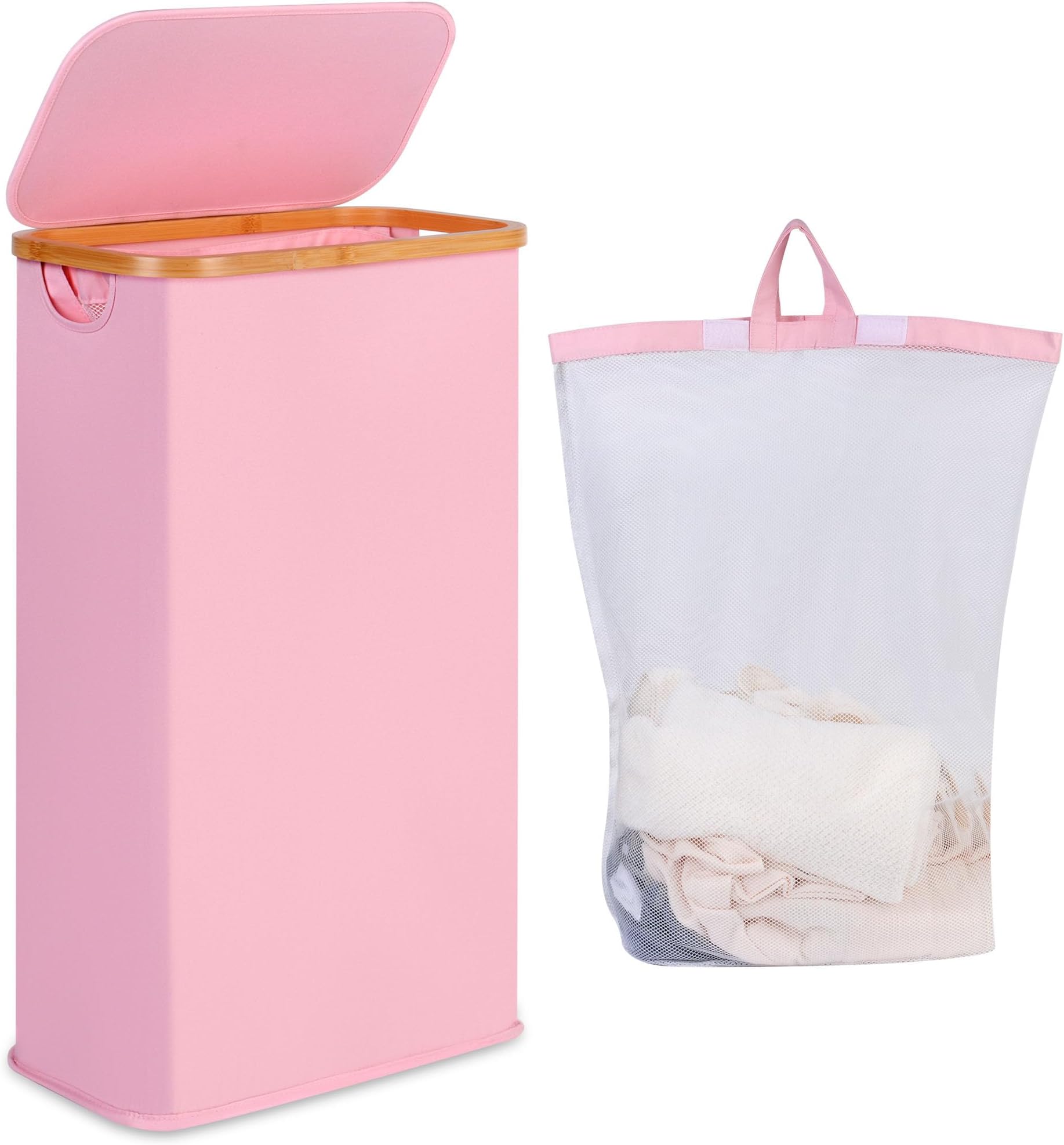 Amazon.com: SOLEDI Laundry Basket with Wheels, Laundry Hamper with Lid ...