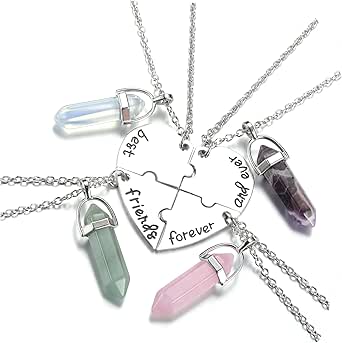 Jovivi BFF Best Friend Necklace for 4 Women Girls- Healing Crystal ...