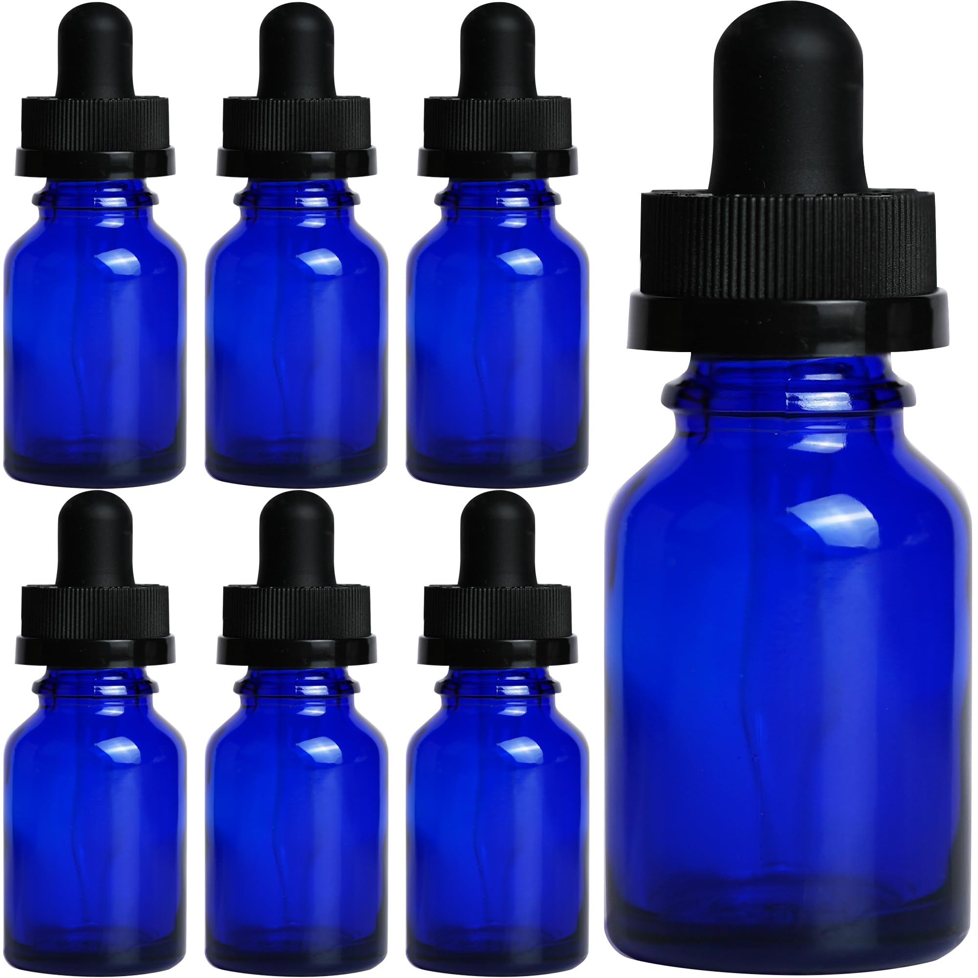 Amazon.com: 12 Count Empty .5 Ounce Blue Glass Tincture Bottles With Dropper - 15 mL Glass ...