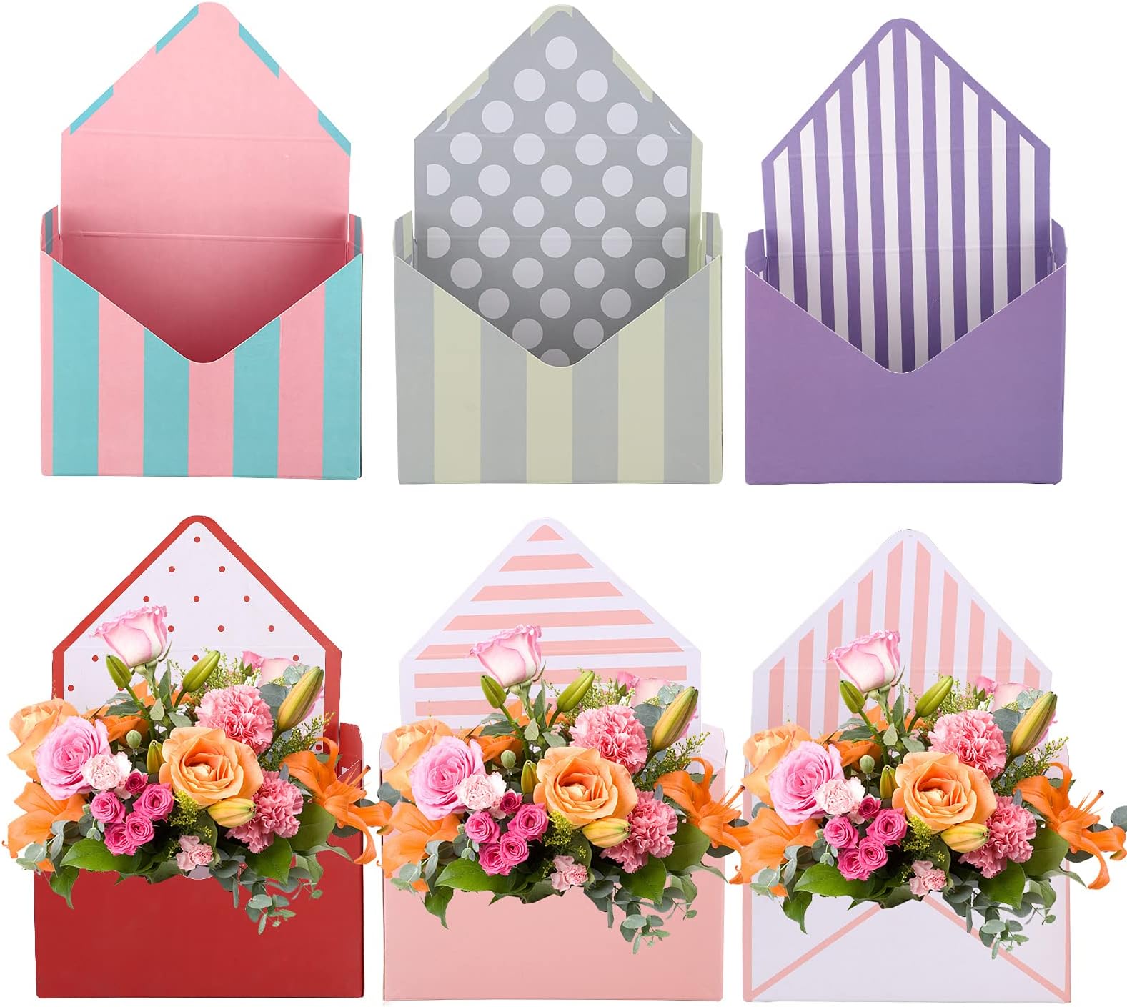 6 Pcs Flower Envelope Box Flower Wrapping Gift Box Folding Flower ...