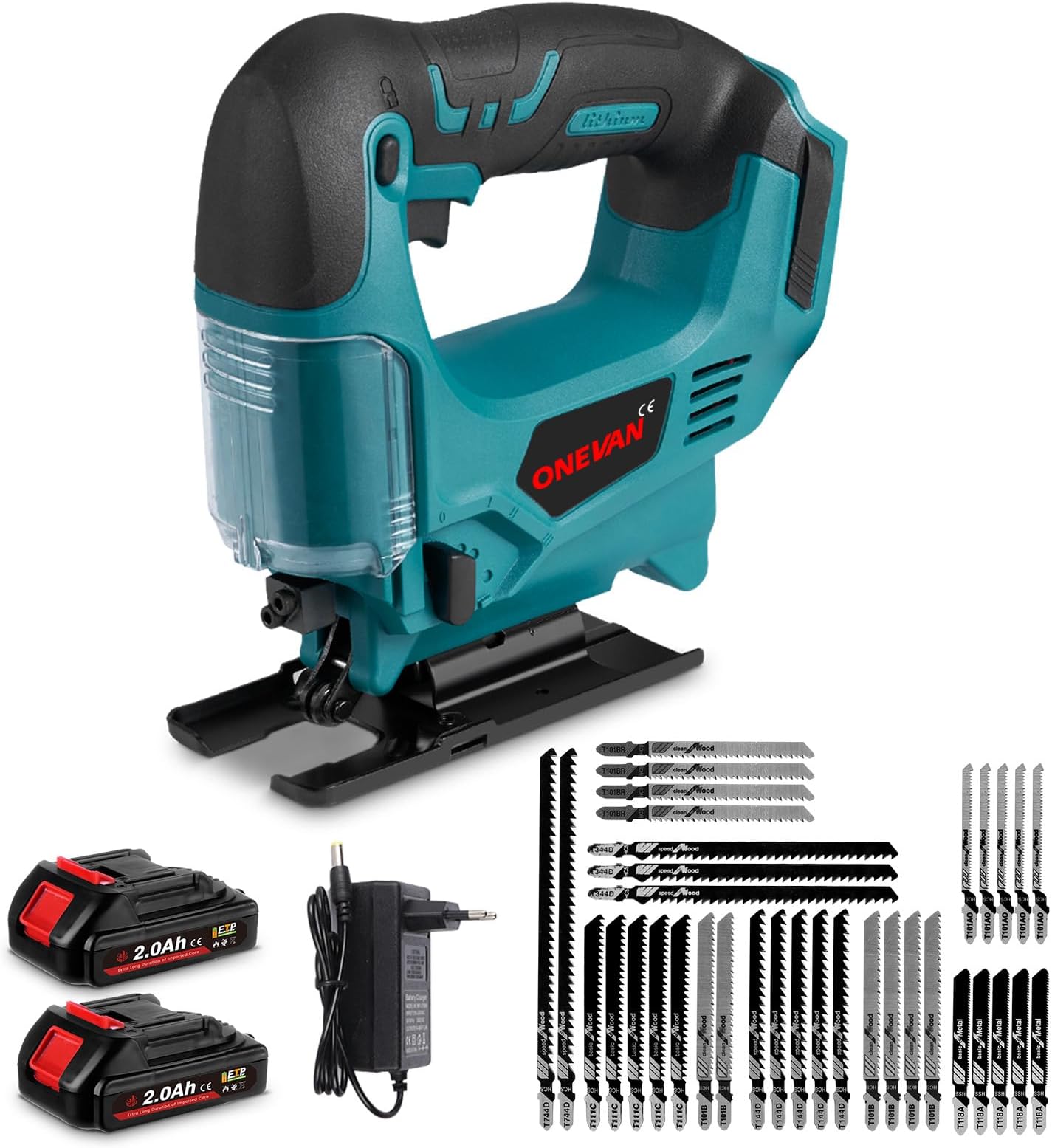 Cordless Jig Saw, 20V Electric Jigsaw with 2 Batteries and 35Pcs ...