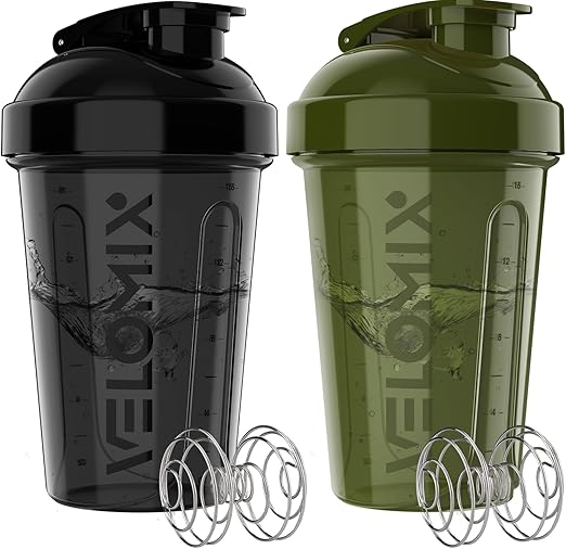 Amazon.com: VELOMIX -2 Pack- 20 oz Protein Shaker Bottles for Protein ...