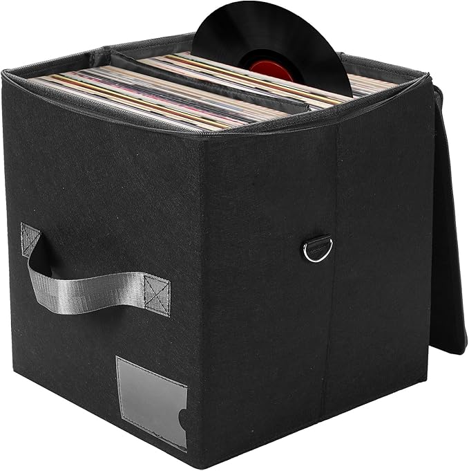 Amazon.com: Rasugarlary Vinyl Record Storage Box Holds Up 50+ Records ...
