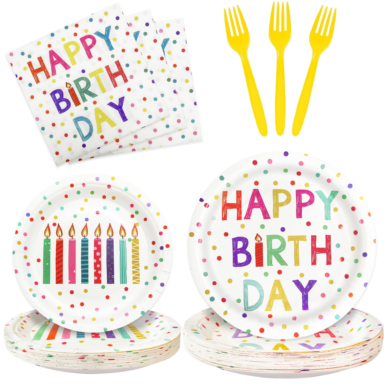 Amazon.com: 96 Pcs Birthday Party Supplies Disposable Tableware Set ...