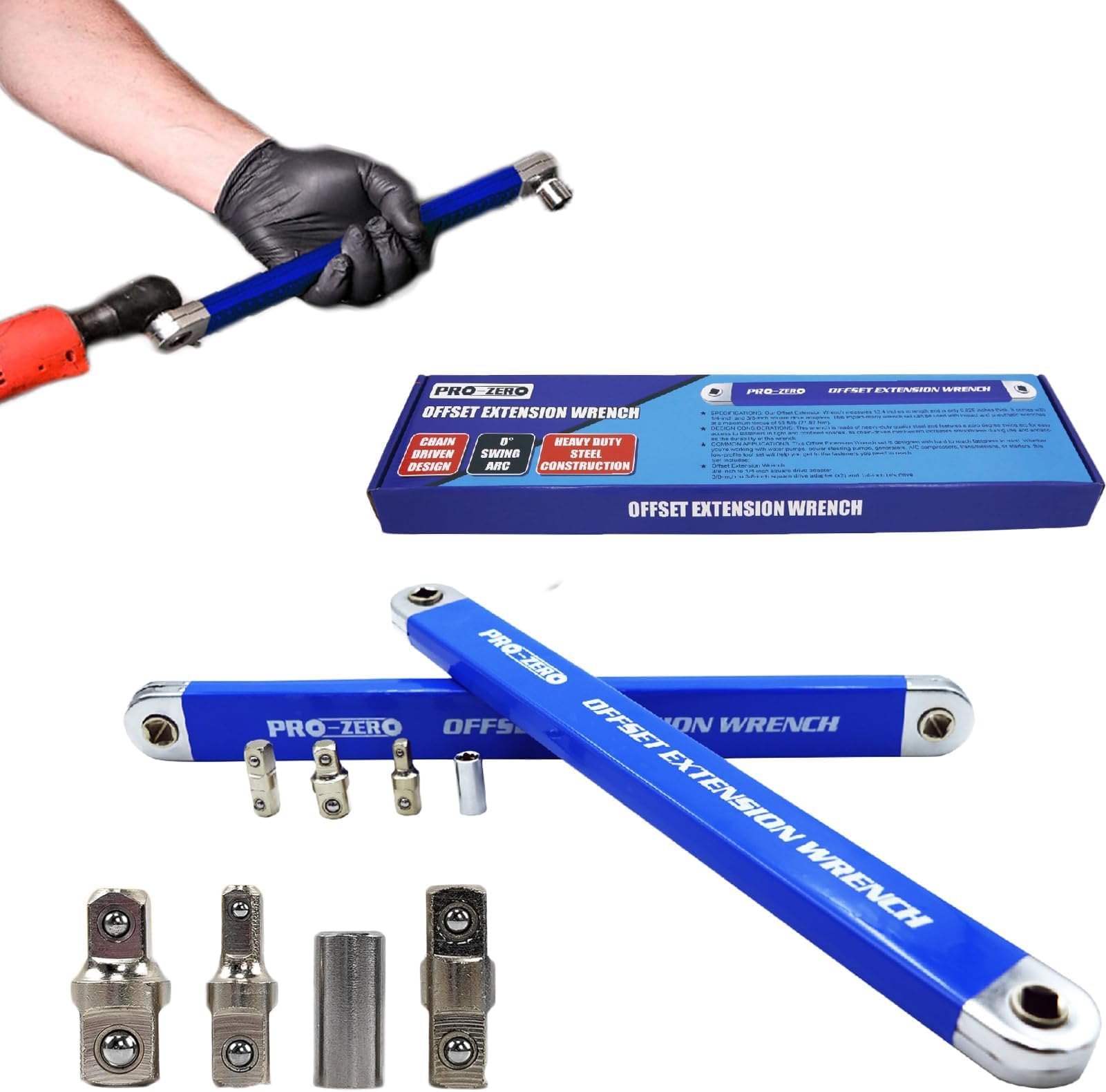 Tight Reach Offset Extension Wrench, 15'' Impact Ready Socket Wrench ...