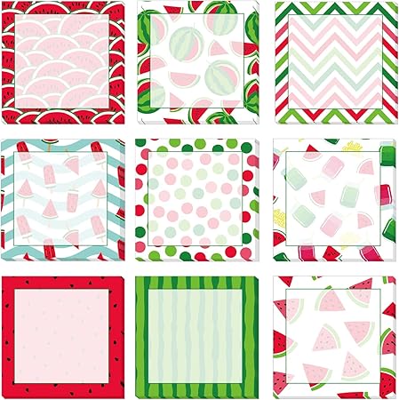 Amazon.com : 9 Pieces Summer Watermelon Sticky Notes Adhesive Cute ...