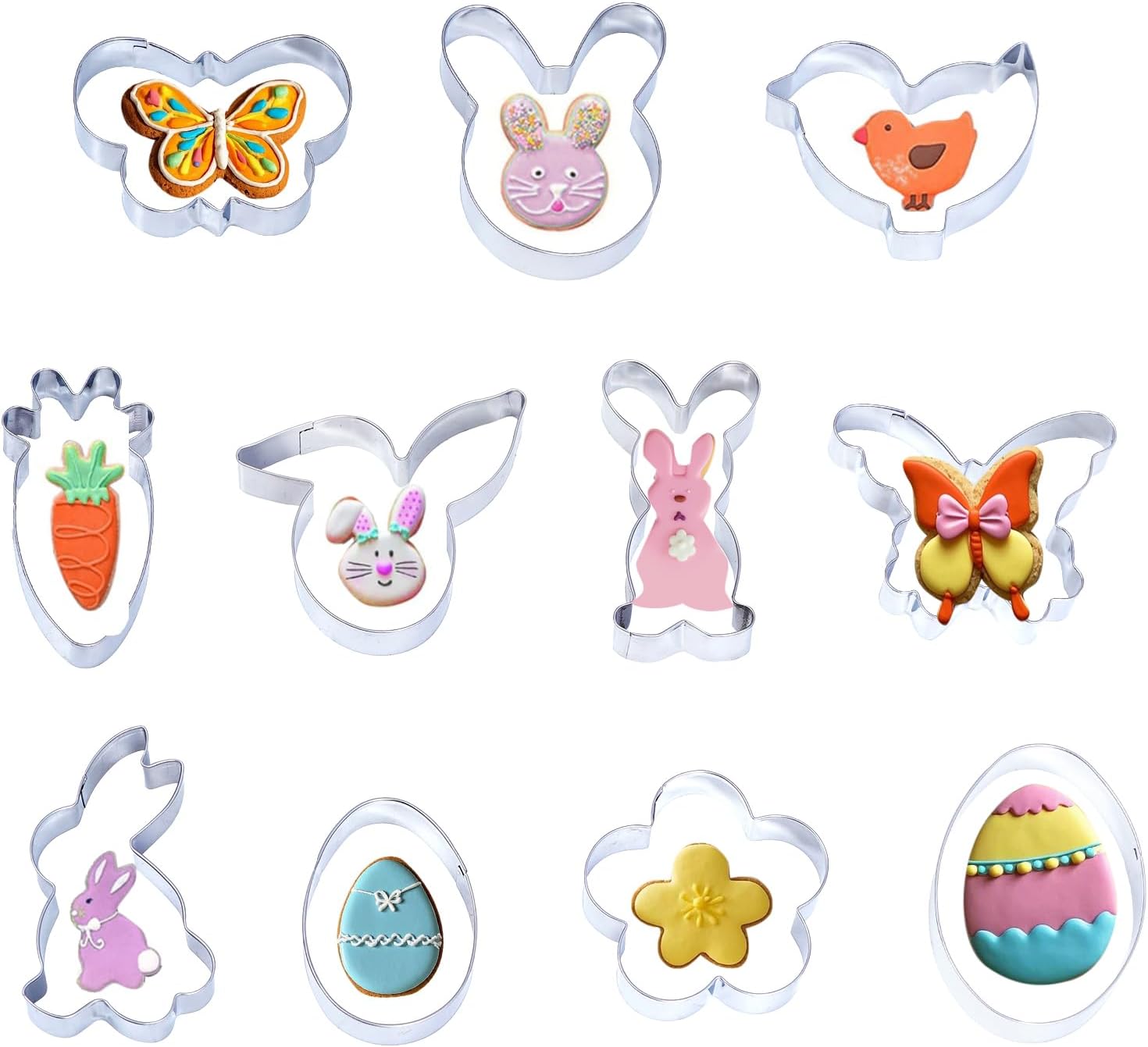 Amazon.com: Yookat 11 Pieces Easter Cookie Cutters Easter Egg Bunny ...