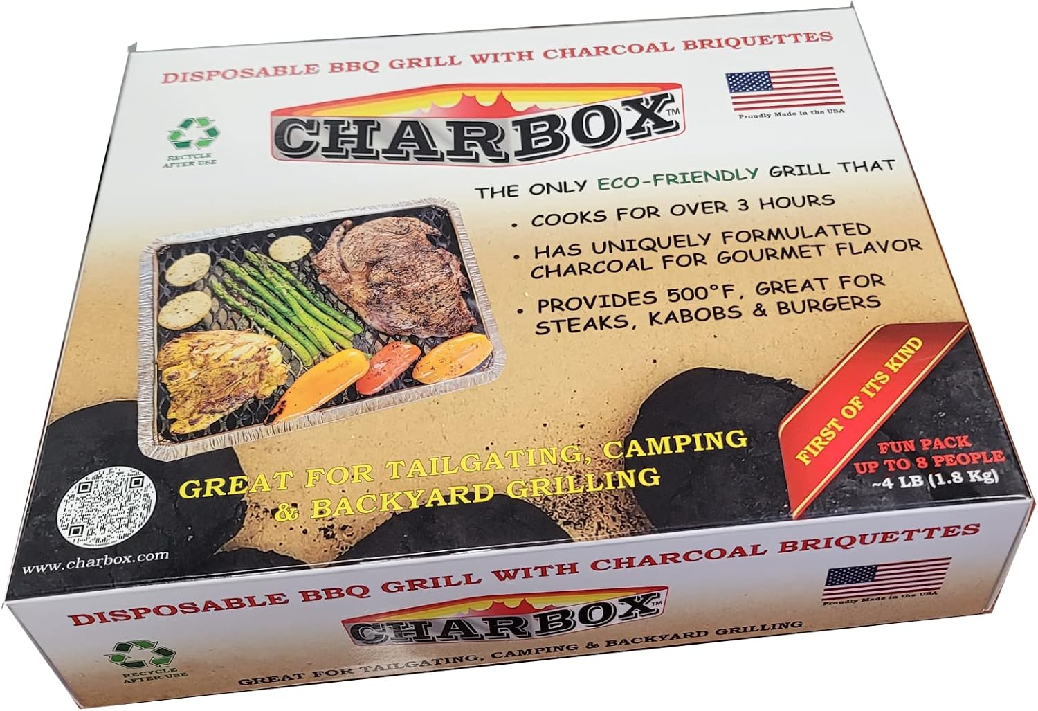 Amazon.com: Charbox Portable/Disposable BBQ Charcoal Grill/Lasts 3 ...