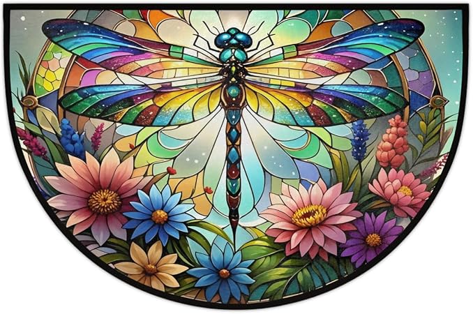 Dragonfly Half Round Doormat Semi Circle Rug Half Moon Rug Entryway Mat ...