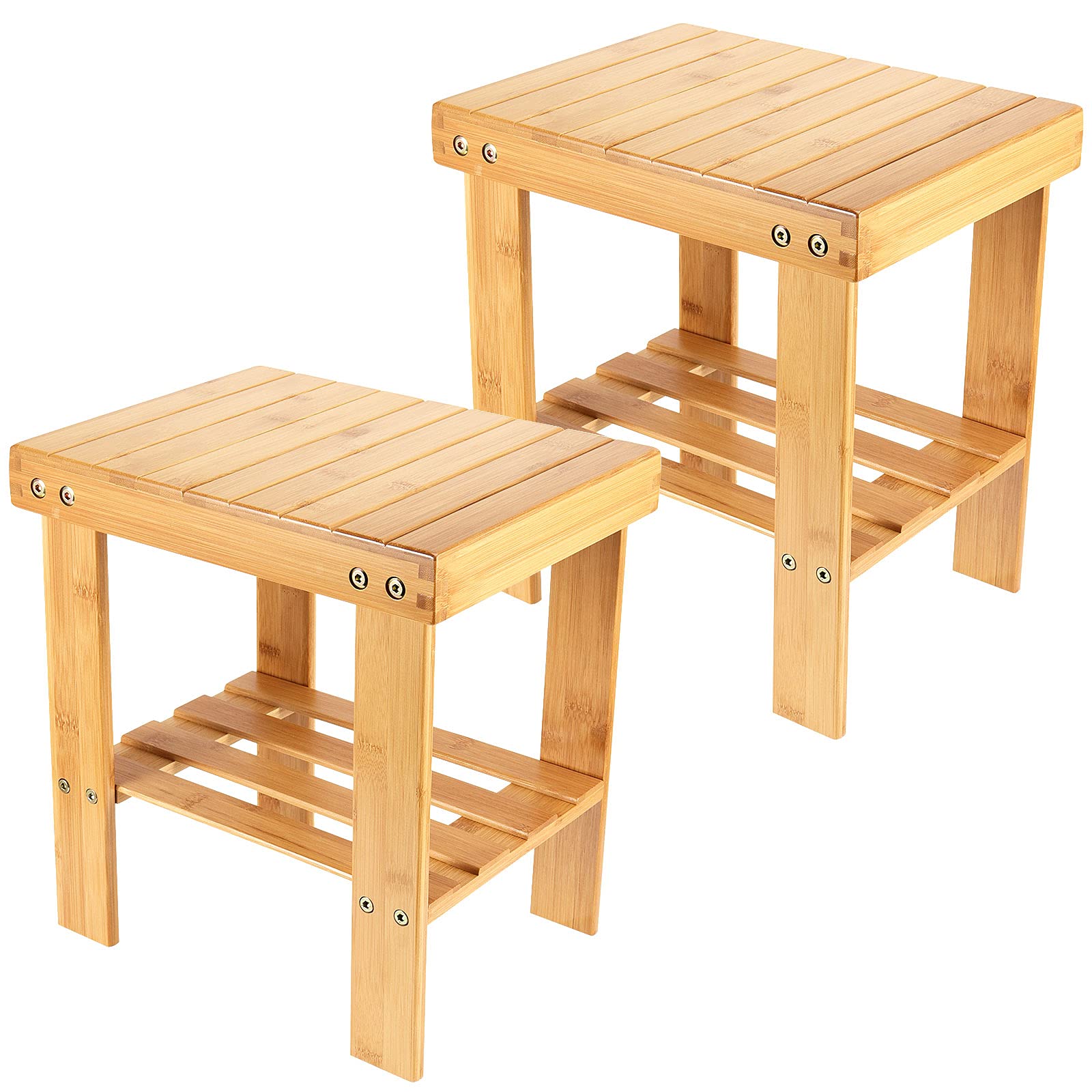 Amazon.com: PINGEUI 2 Packs 13 Inches Bamboo Step Stool, Non-Slip ...
